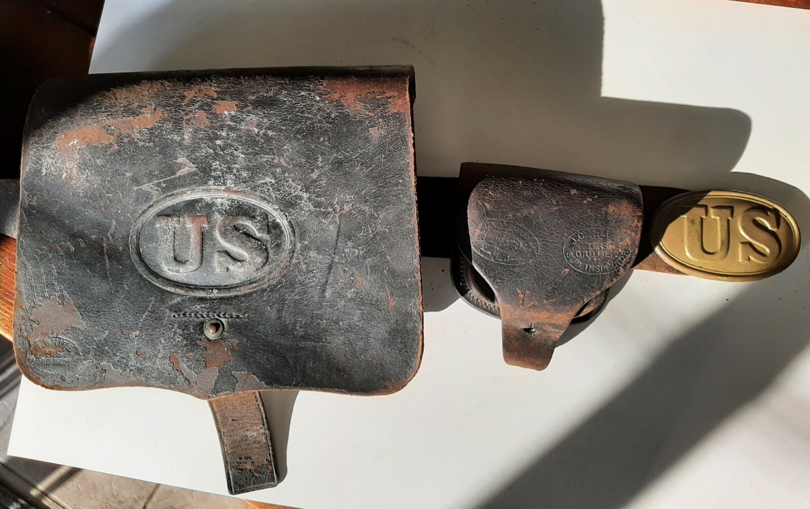 US CIVIL WAR 1864 Infantryman's Cartridge box and cap with belt and ...