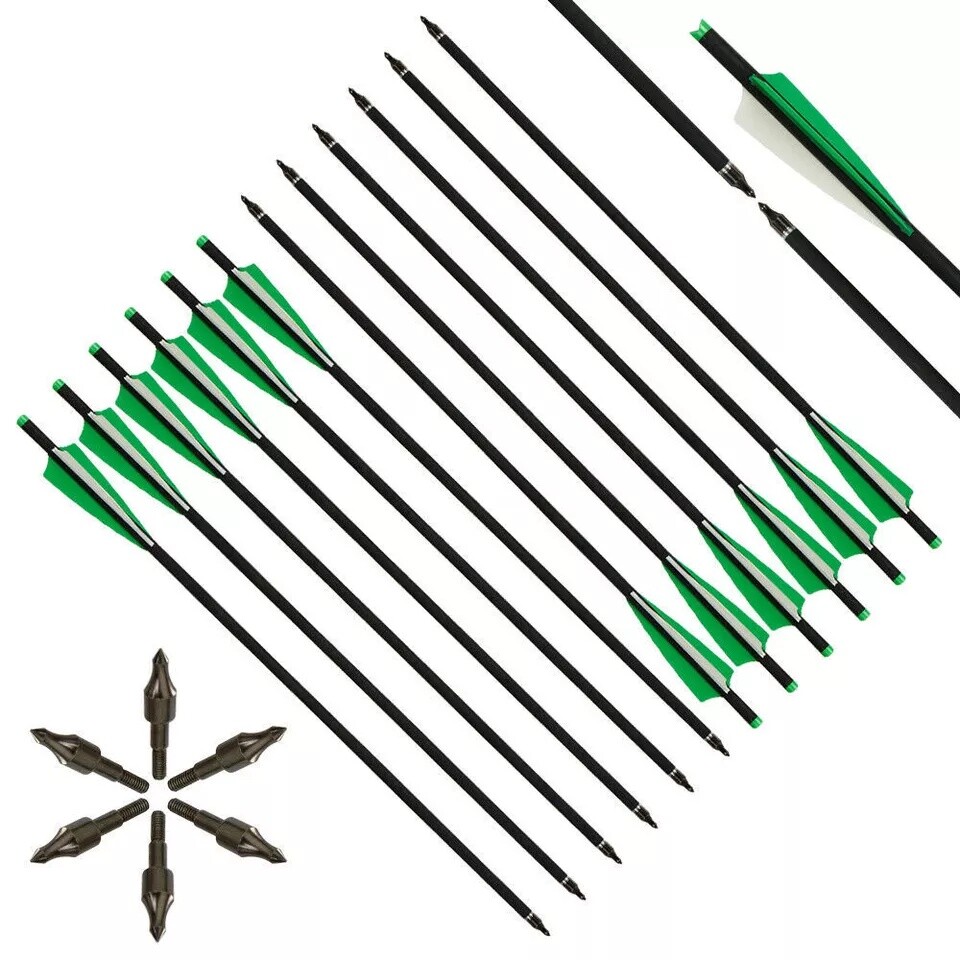 20 Inch Hunting Crossbow Bolts Carbon Arrows 12PCS Archery Crossbow ...