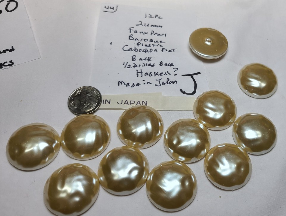 Vtg Flat Back Cab Miriam Haskell Japanese Mostly Pearl Glass Baroque ...