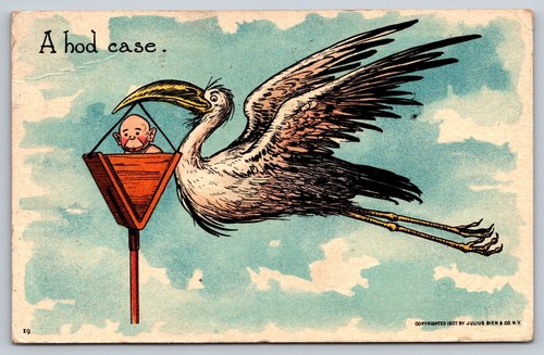 Postcard Comic Stork Delivering Baby in Trough A Hod Case 1907 32U | eBay