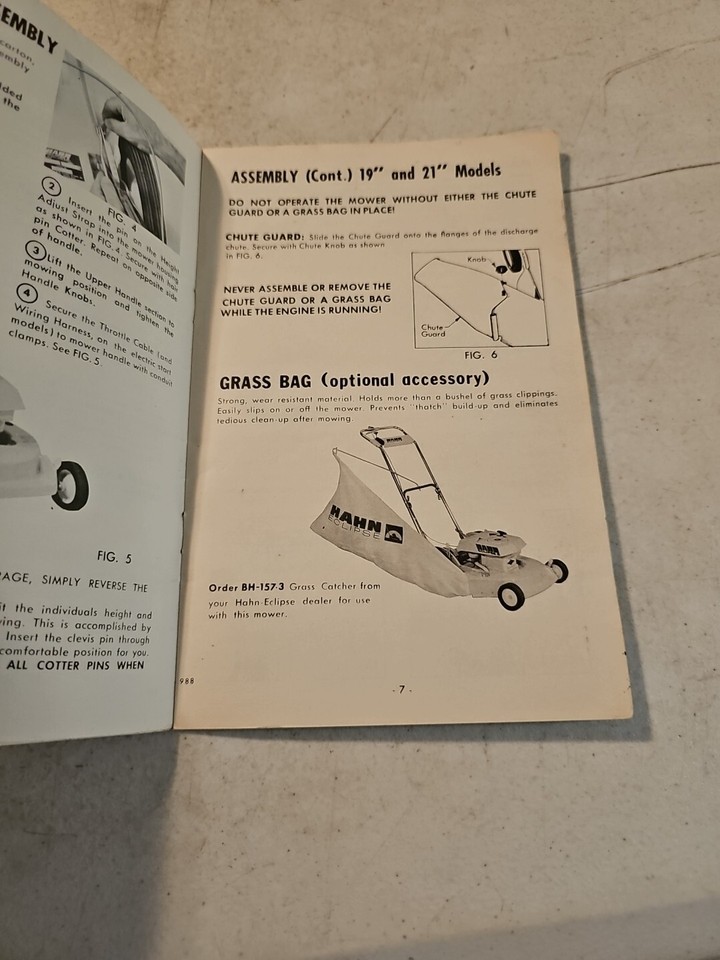 Vintage Hahn Eclipse Deluxe Rotaries Push Mower Owner's Manual | eBay