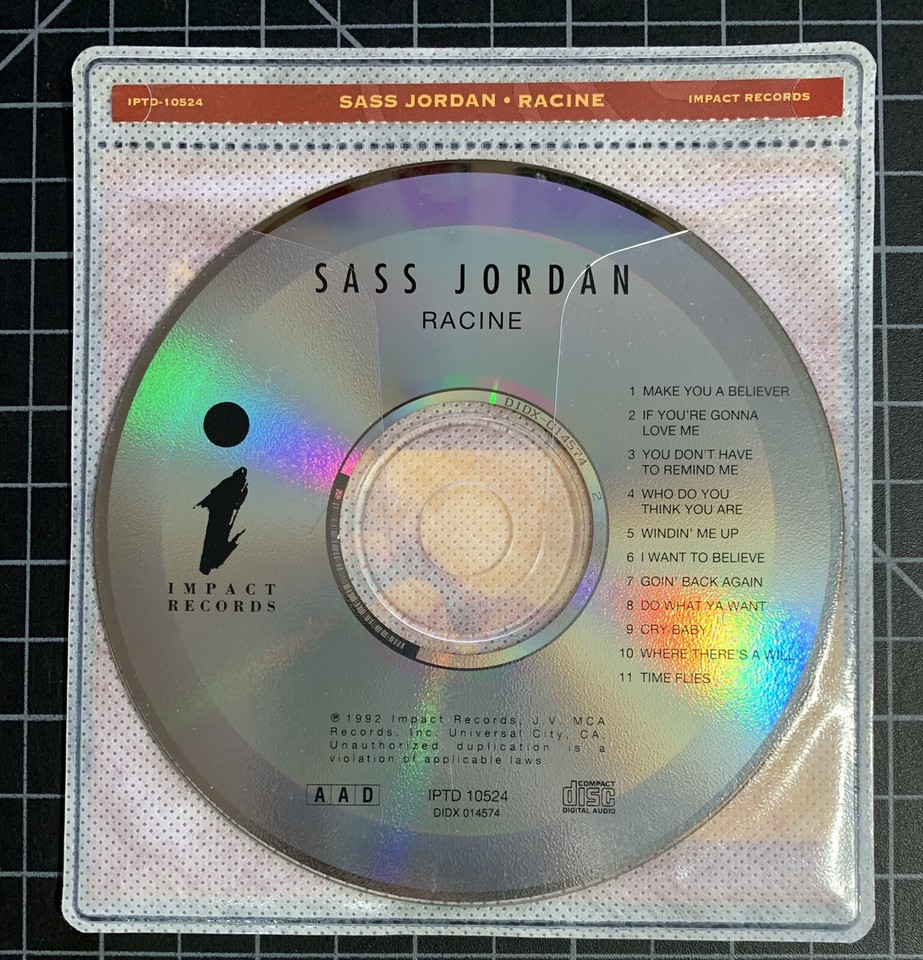 Sass Jordan - Racine (CD, 1992, Impact Records) VERY Clean Disc ...
