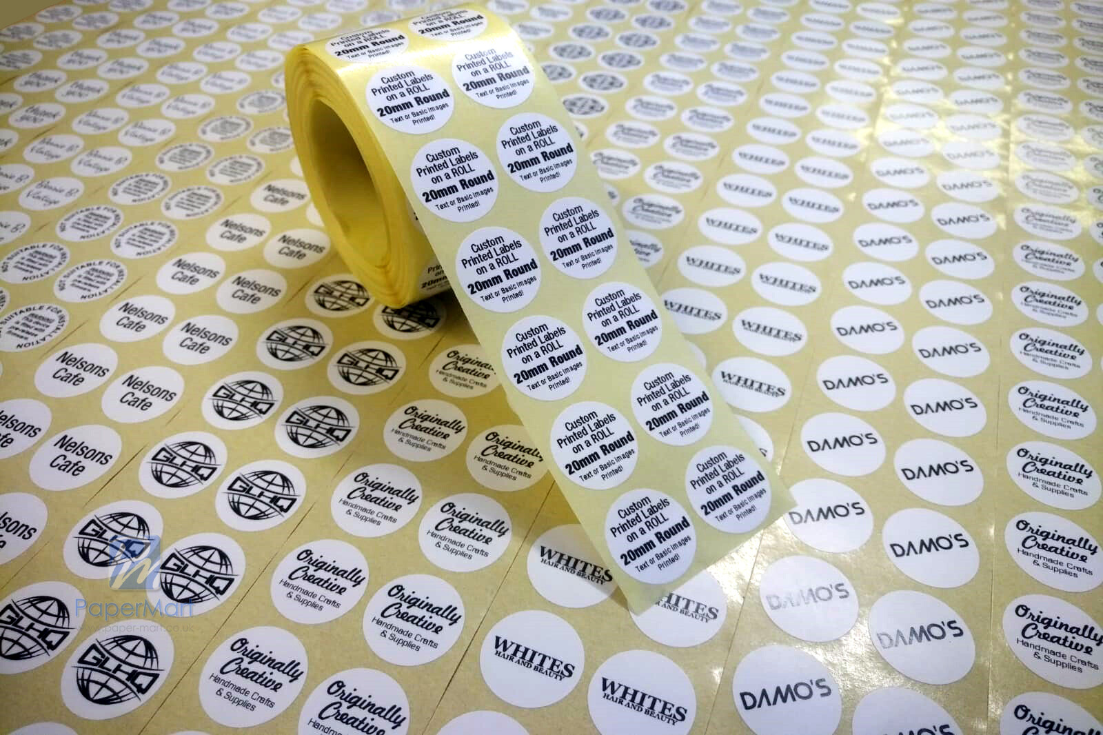 Round Circle Stickers Printed Labels PERSONALISED - 20mm Round - ON A ...
