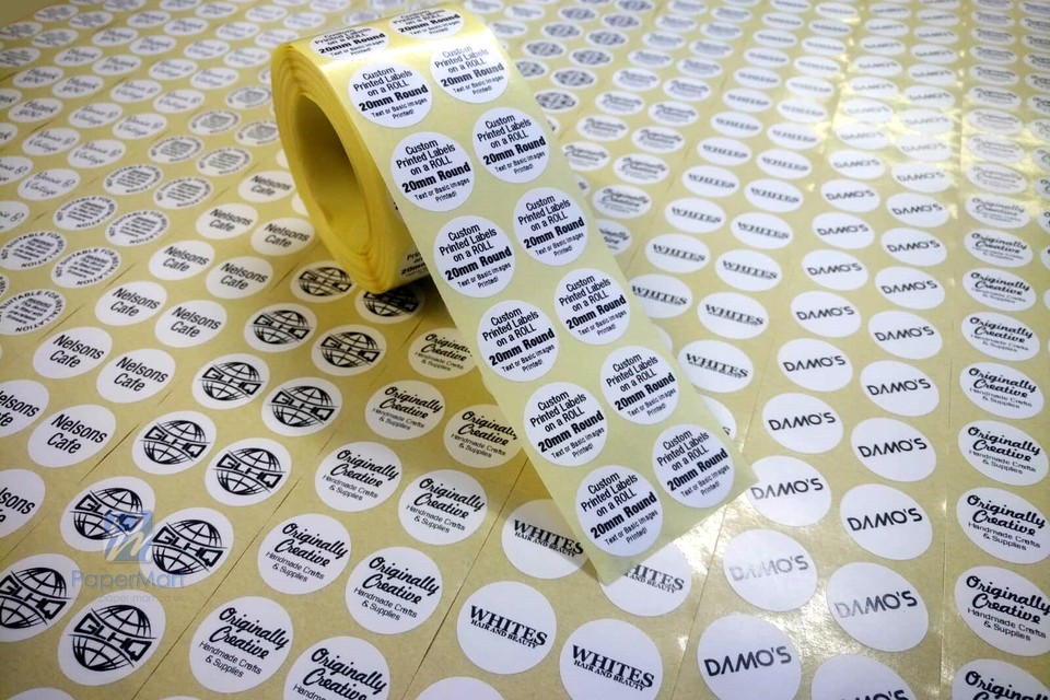 Round Circle Stickers Printed Labels PERSONALISED - 20mm Round - ON A ...