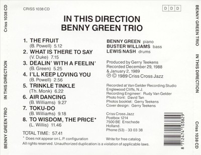 BENNY GREEN IN THIS DIRECTION NEW CD 8712474103829 | eBay