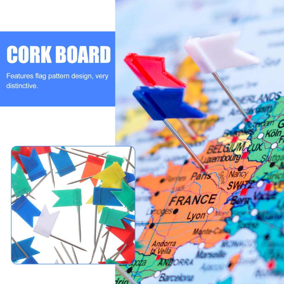 100 Pcs Metal Thumbtack Travel World Map Cork Pin Marking Thumbtacks ...
