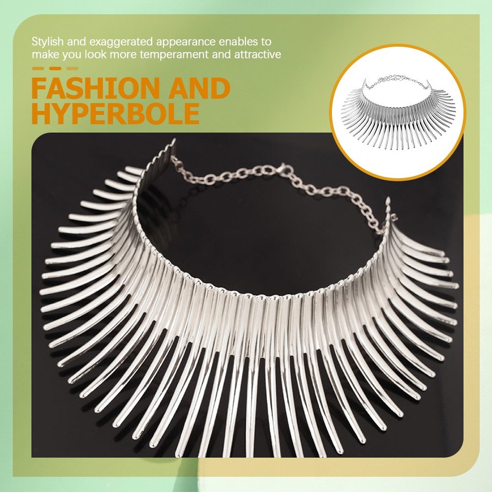 Exaggerated Choker Necklace Collar for Women Big Thorn Barbed Wire ...