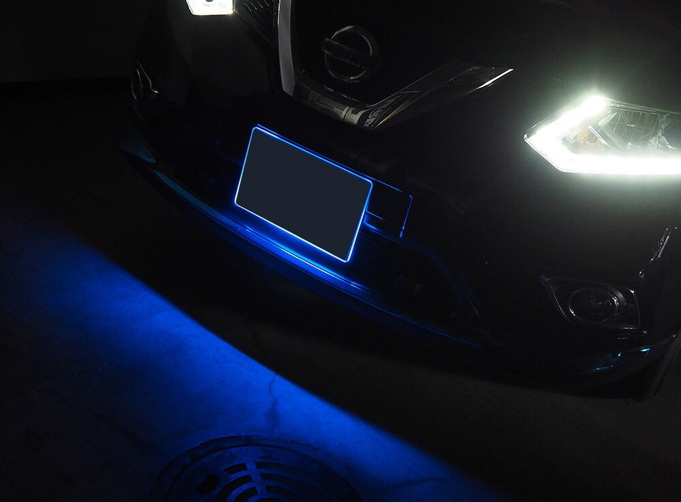 JDM Style Blue LED Illuminated Background Light Frame Kit For US ...