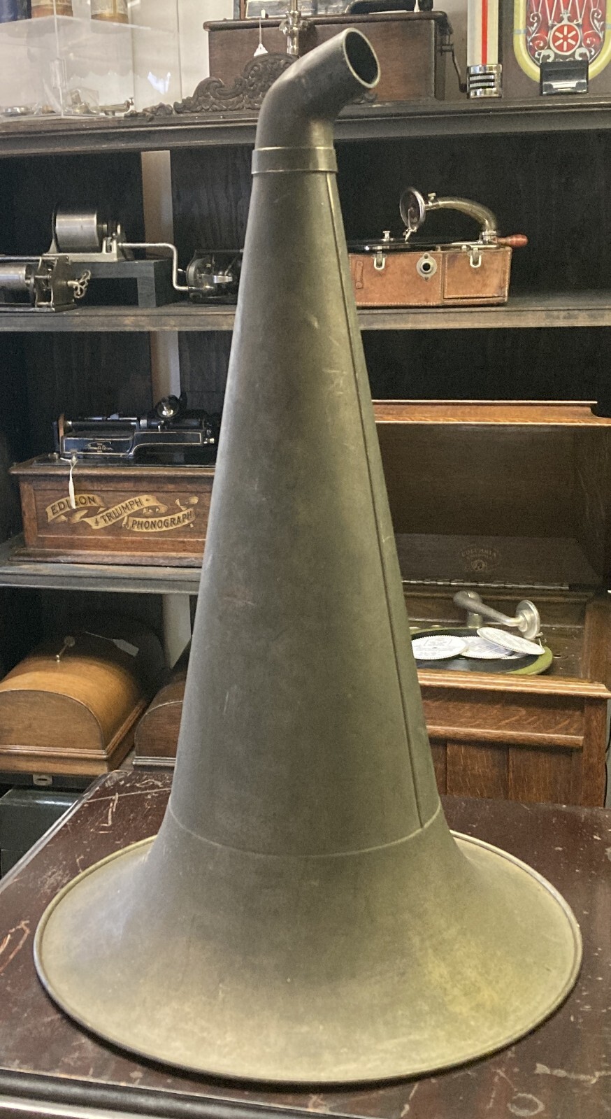 EUROPEAN ZONOPHONE PHONOGRAPH HORN - 13" BELL, 21" LONG, ORIGINAL ...