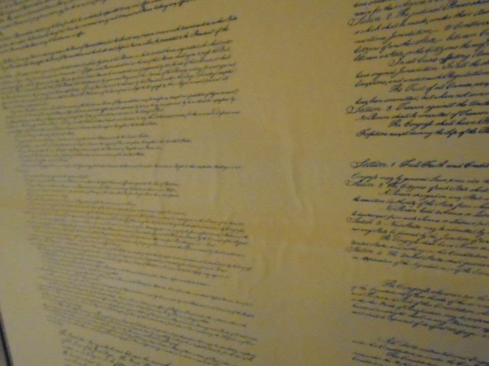 LARGE CONSTITUTION OF THE UNITED STATES OF AMERICA PRINTED PARCHMENT ...