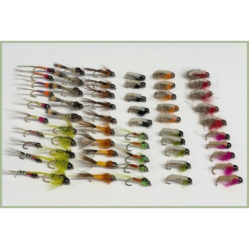60 Terrific Tungsten Nymph Trout Fishing Flies, Mixed Sizes named ...