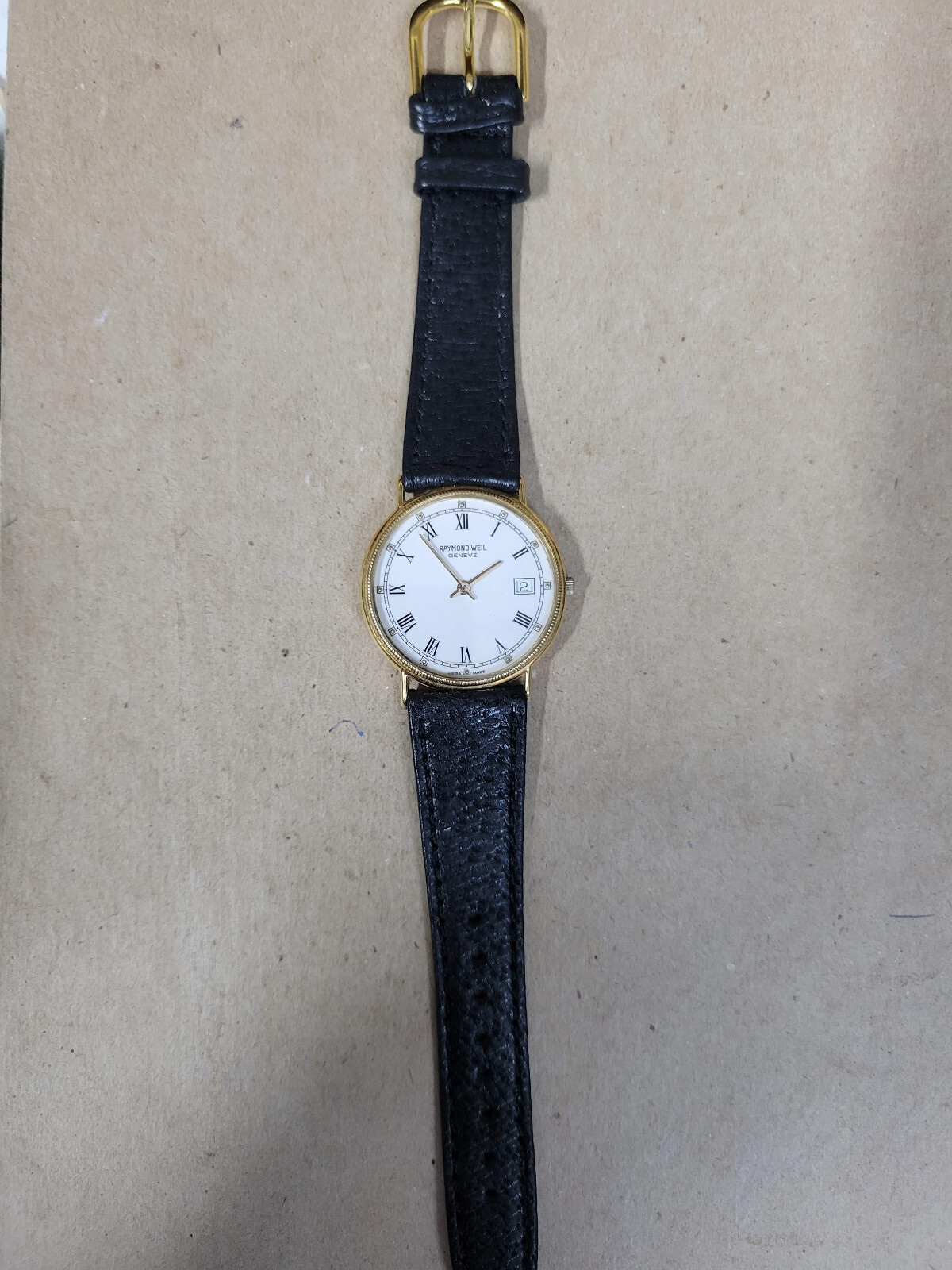 Raymond Weil 18K Gold Electroplated 5514-2 White Dial with Date | eBay