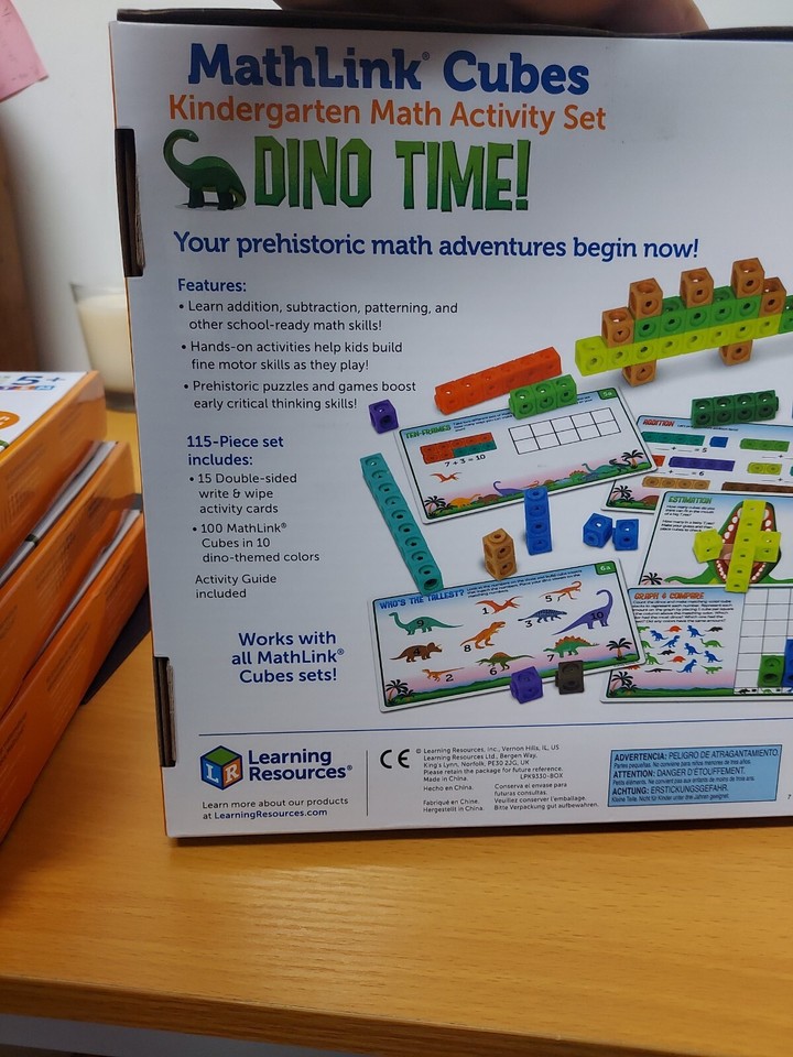 Learning Resources MathLink Cubes Kindergarten Math Activity Set: Dino ...