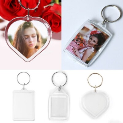 5 PCS ACRYLIC CLEAR PLASTIC KEYCHAIN BLANK PASSPORT PHOTO CRAFT PICTURE ...