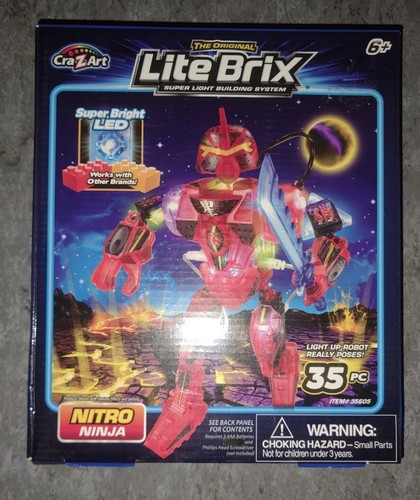 Lite Brix Nitro Ninja Light Up Robot 35 Pc Super Bright LED Glowing ...