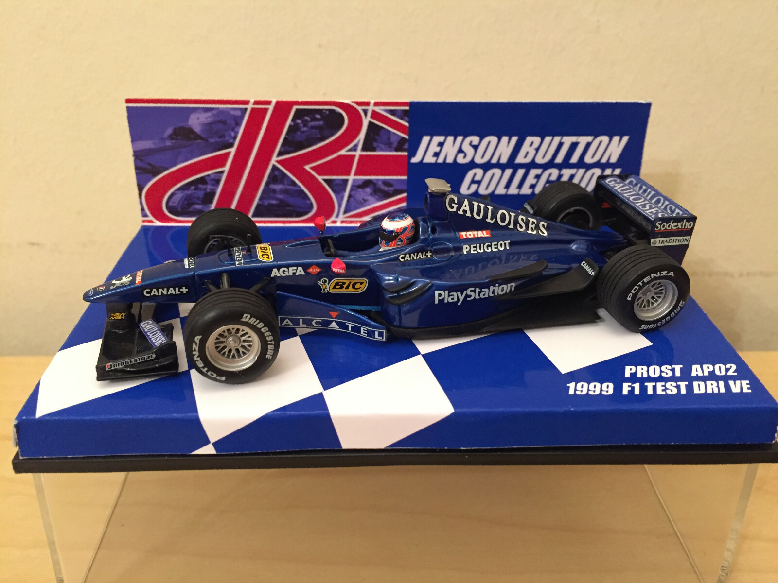 Conversion 1/43 Minichamps PROST AP02 JENSON BUTTON 1999 F1 TEST DRIVE ...