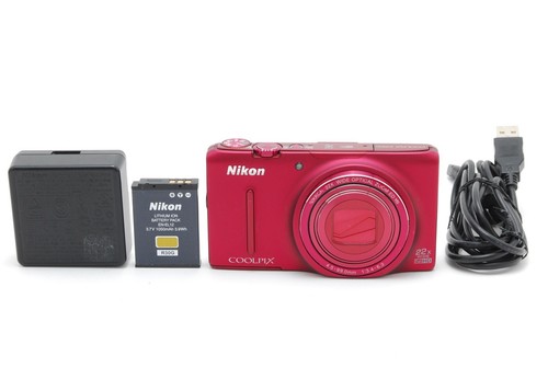 [MINT] Nikon CoolPix S9500 Red 22x Zoom Digital Camera Wi-Fi GPS w ...