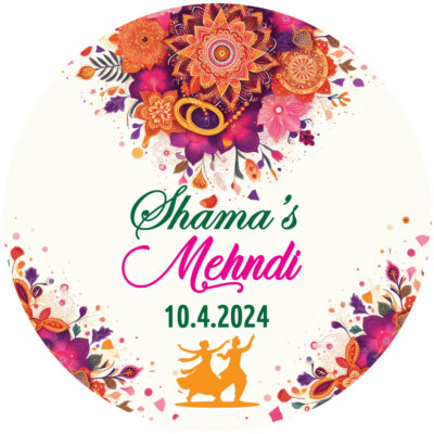 Personalised Glossy Wedding MEHNDI DHOLKI HENNA MAYUN Stickers Labels ...
