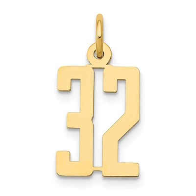 14K Gold Small Elongated Number 32 Charm | eBay