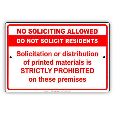 No Soliciting Allowed Do Not Solicit Wall Art Decor Novelty Aluminum ...