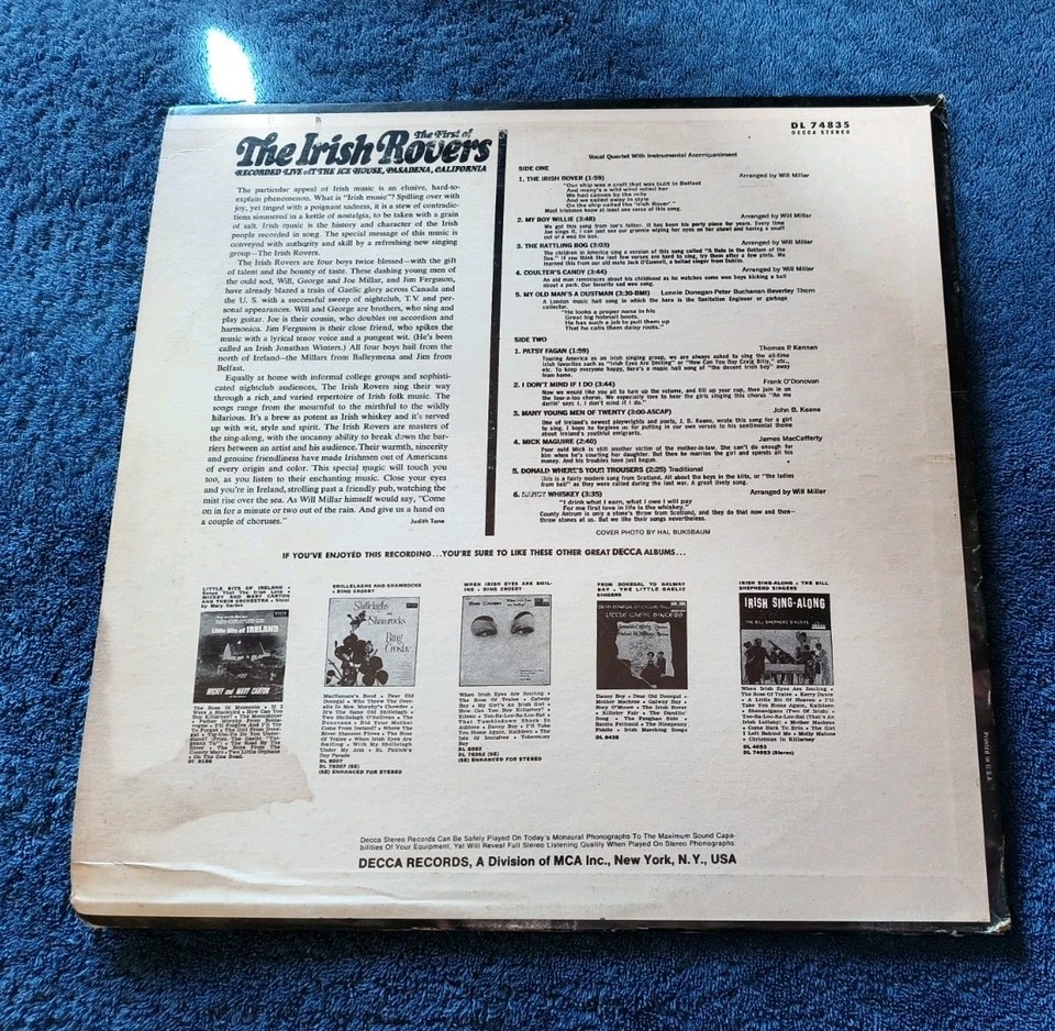 The Irish Rovers The First Of The Irish Rovers LP Decca Whiskey Patsy ...