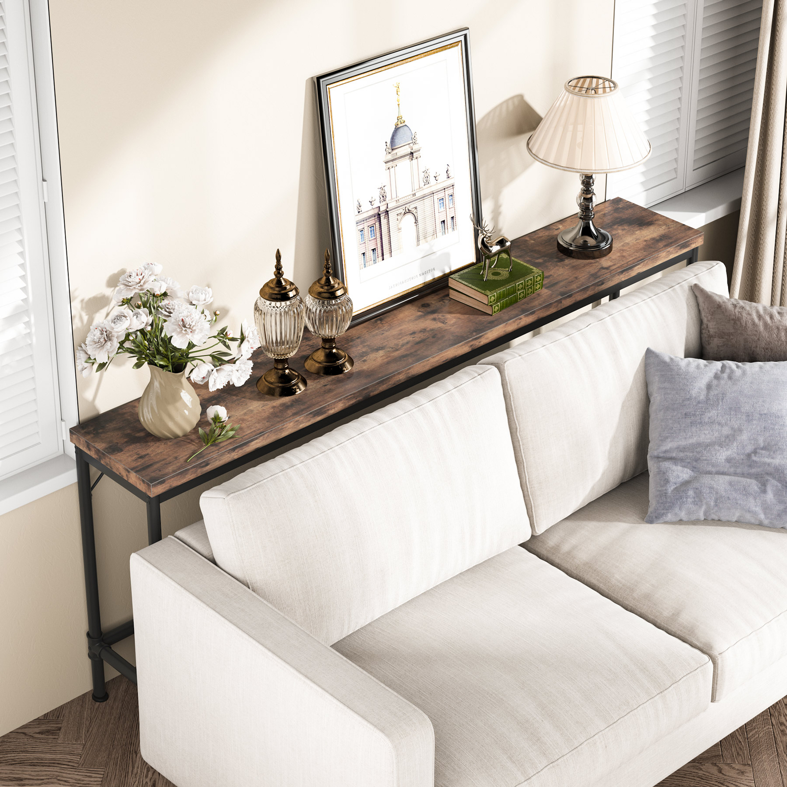 Extra Long Console Table Industrial Entry Hallway Table Living Room ...