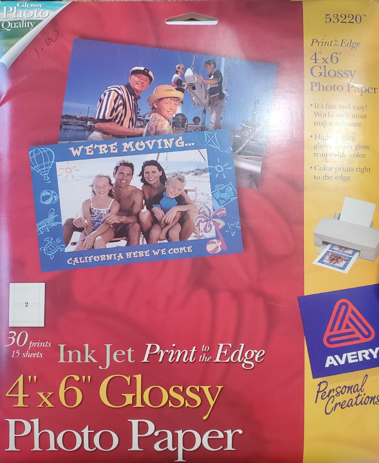 AVERY PHOTO PAPER: (15) Sheets = (30) 4x6" Prints, Glossy NIB | eBay