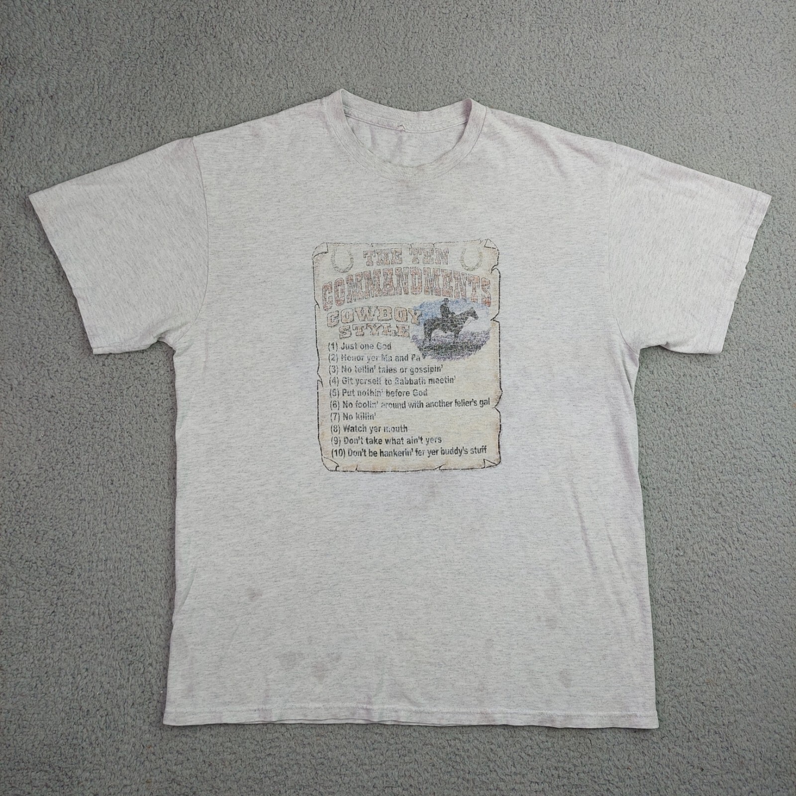 Vintage The Ten Cowboy Commandments Western Horse T S… - Gem
