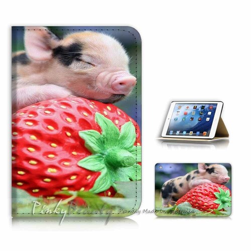 ( For iPad Mini Gen 1 2 3 ) Flip Case Cover AJ21274 Baby Pig Strawberry ...