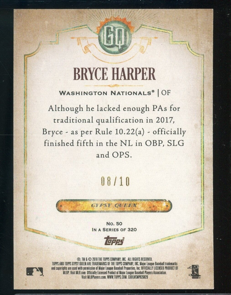 2018 Topps Gypsy Queen Red Bryce Harper Nationals 8/10 | eBay