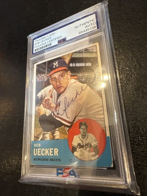 1963 BOB UECKER Signed Topps Baseball Card-MILWAUKEE BRAVES-PSA | eBay