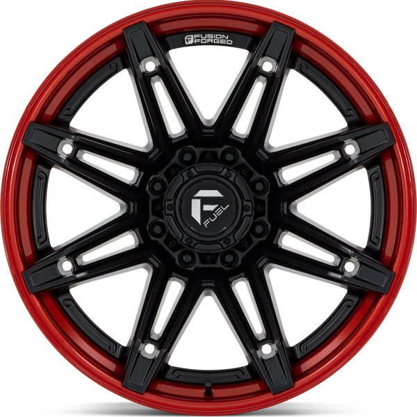 (Set of 4) Fuel Fusion Forged FC401 Brawl 24x12 8x180 -44 Black/Red ...