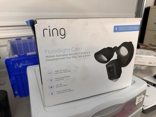 Ring flood Light camera - Black - NEW In Damaged Box | eBay
