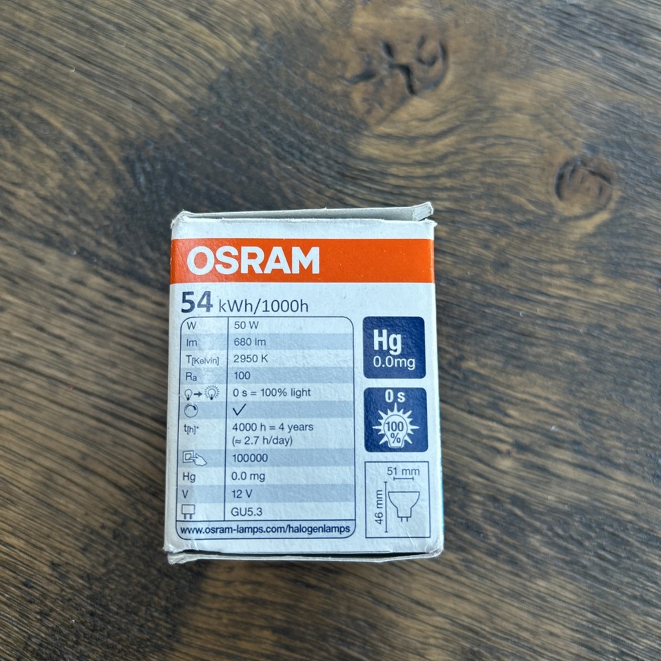 Osram 44870 WFL Decostar 51S Standard 50W 12V 36D MR16 GU5.3 Halogen ...