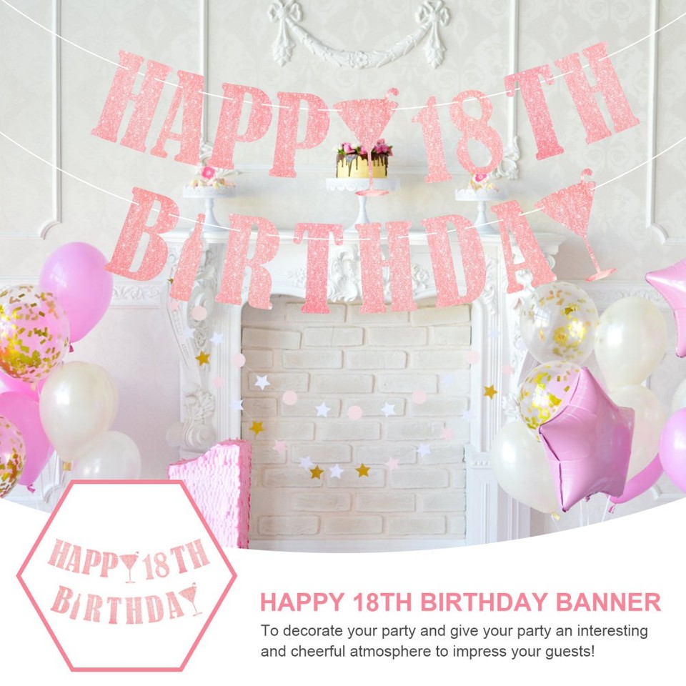 Happy 18th Birthday Glitter Paper Banner Decorative Birthday Party ...
