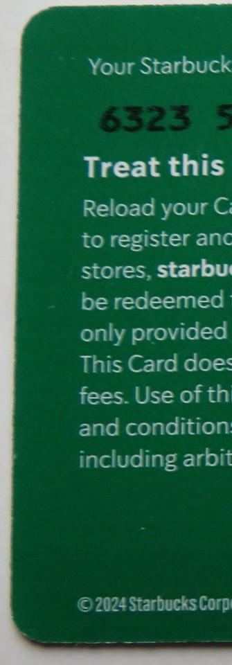 STARBUCKS CARD 2025 'STARBUCKS WAVE ' 2024 #6323 w/ 'LINE' MARK BARCODE ...