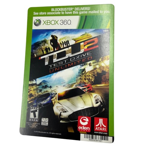 Test Drive Unlimited 2 TDU2 Xbox 360 Blockbuster Backer Card Promo ...
