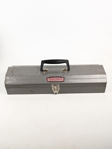 Vtg Craftsman Tombstone Coffin Metal Tool Box Crown Logo USA 19.5” x 3 ...