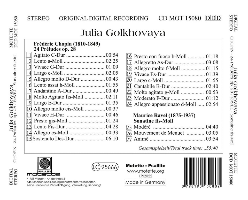 Maurice Ravel 24 Preludes Op.28/Sonatine Fis-Moll (CD) (US IMPORT ...