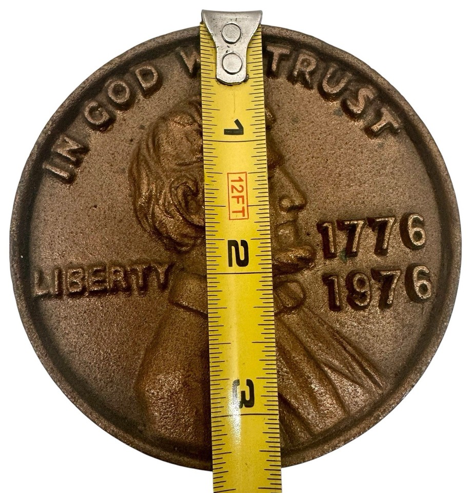 ABRAHAM LINCOLN PAPERWEIGHT BICENTENNIAL 1776-1976 PENNY COIN 3.5 INCH ...