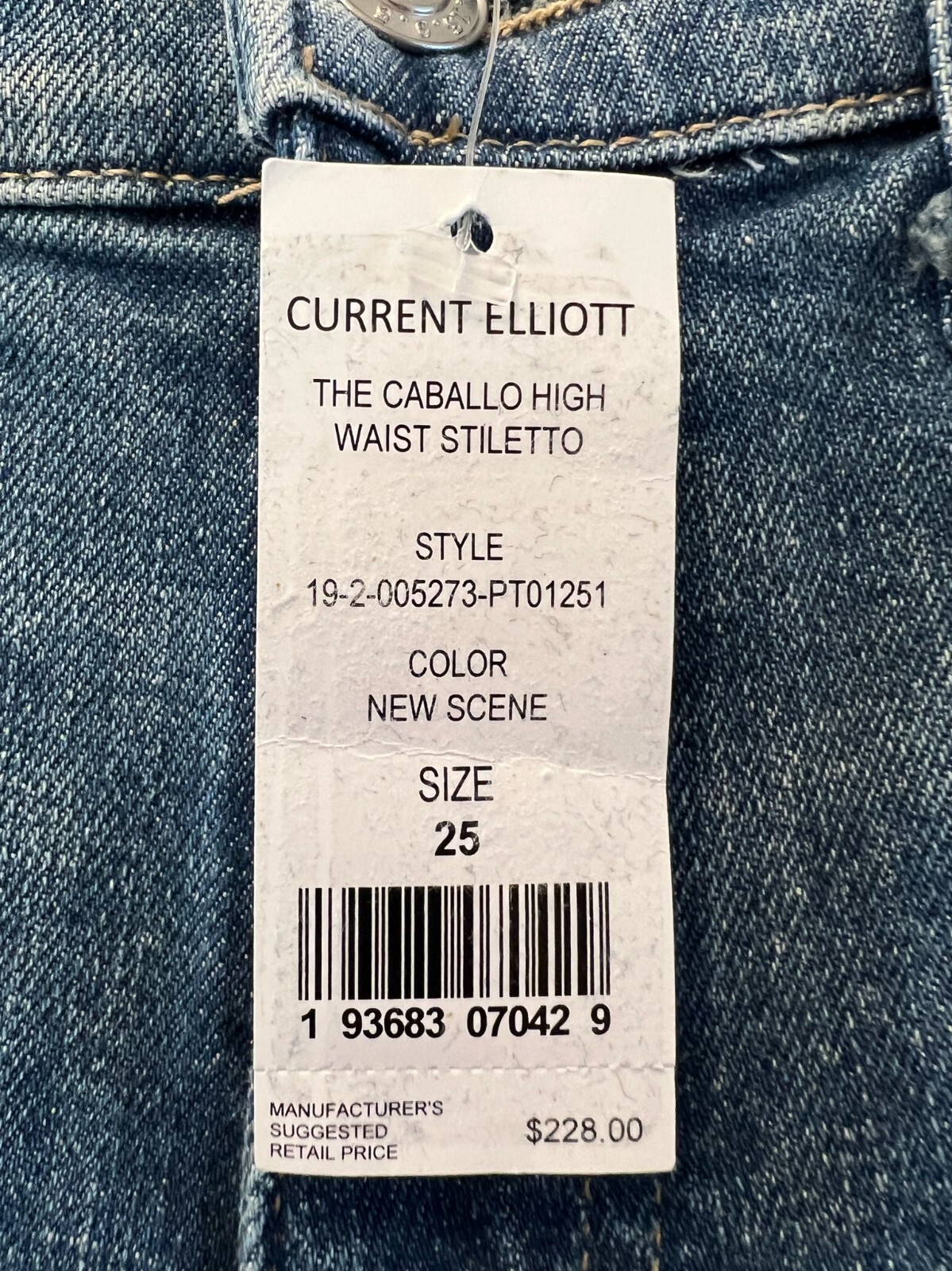 Current/Elliott Size 25 Blue Jeans The Caballo High Waist Stiletto New ...