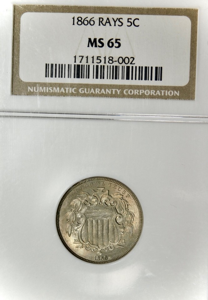 🤍 ️‍🔥🩶💿🇺🇸😍NGC MS65 1866 RAYS SHIELD NICKEL | eBay