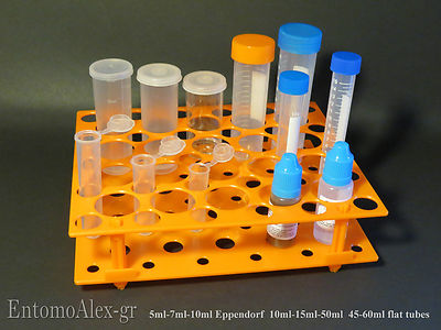rack vassoio porta provette x provette 5-7-10ml + provette 10-15-50ml ...