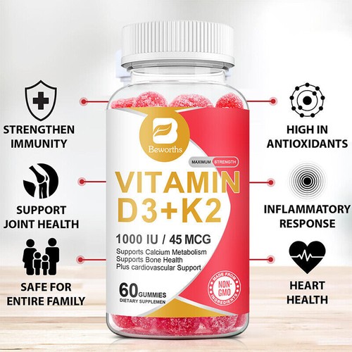Vitamin K2 D3 Supplement , Boost Immunity & Heart Health 60Gummies | eBay