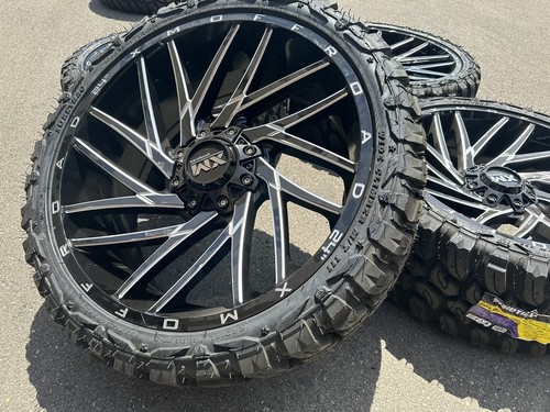 24" XM Offroad 33x12.5-24 Mud Tires 4 Rims | 6x135 | 108mm | 10" | Red ...