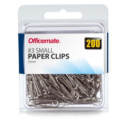 Officemate Size 3 Paper Clips Silver 200 Count High Quality Steel Clips ...