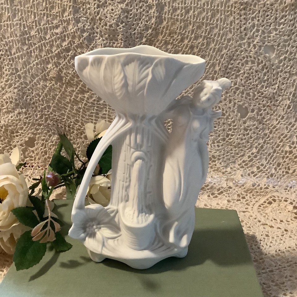 Vintage House of Goebel white bisque ceramic nymph fairy vase art ...