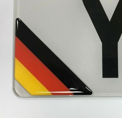 2 x German Flag Corner Number Plate Stickers - HIGH GLOSS DOMED GEL ...
