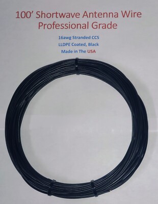 Shortwave Antenna Wire 100' Professional Grade LLDPE Coated Black USA ...