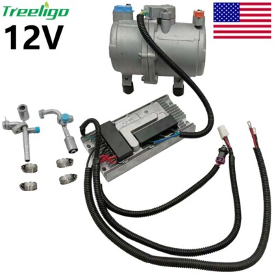 12V Electric AC Scroll Compressor Universal Car Air Conditioner Semi ...